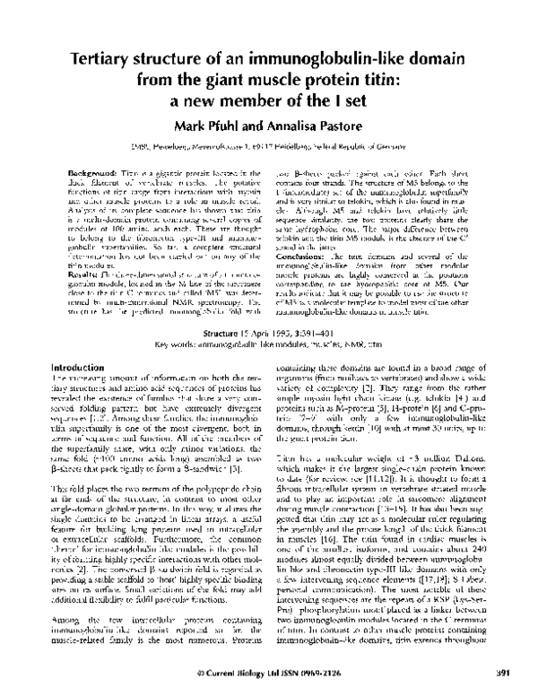 (PDF) Tertiary structure of an immunoglobulin-like domain from the ...