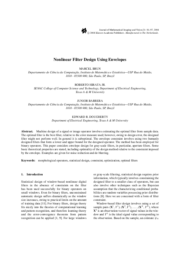 (PDF) Nonlinear Filter Design Using Envelopes