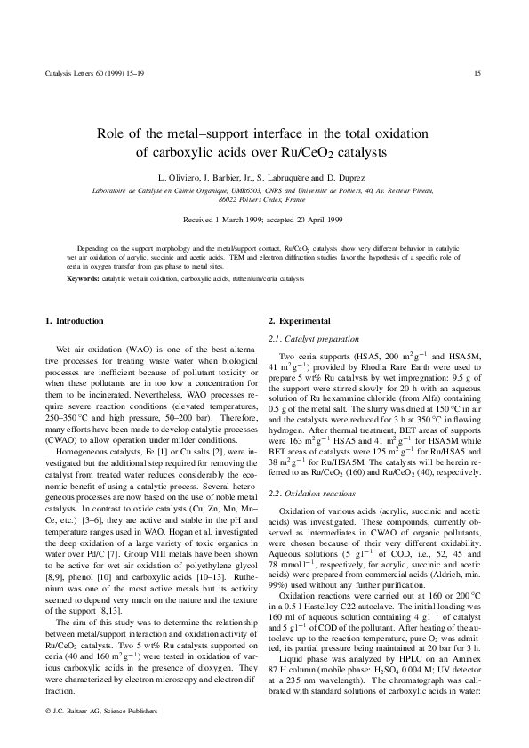 (PDF) Role of the metal–support interface in the total oxidation of ...