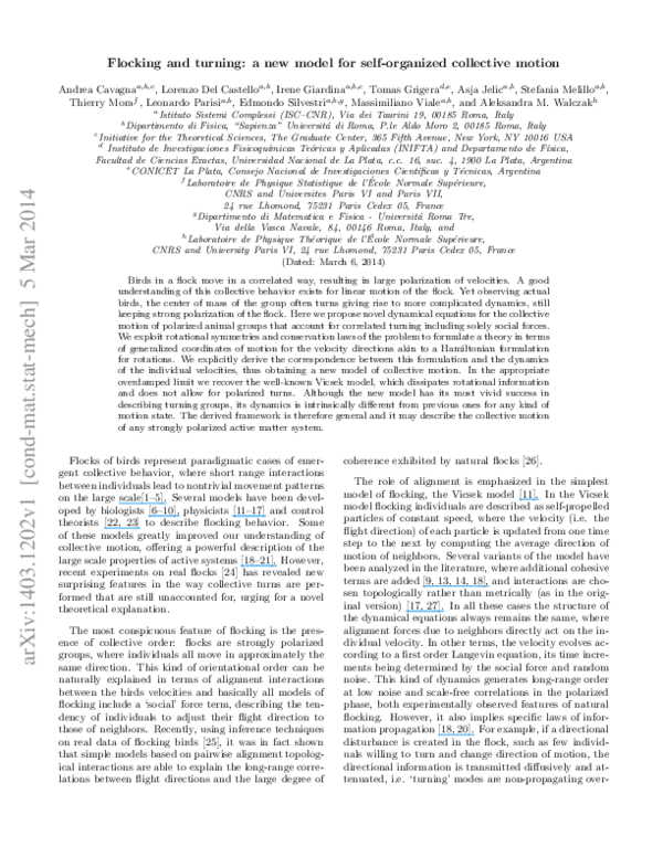 (PDF) Flocking and Turning: a New Model for Self-organized Collective ...