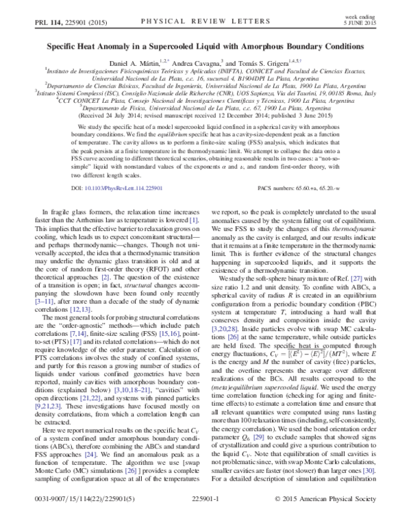 (PDF) Specific Heat Anomaly in a Supercooled Liquid with Amorphous ...