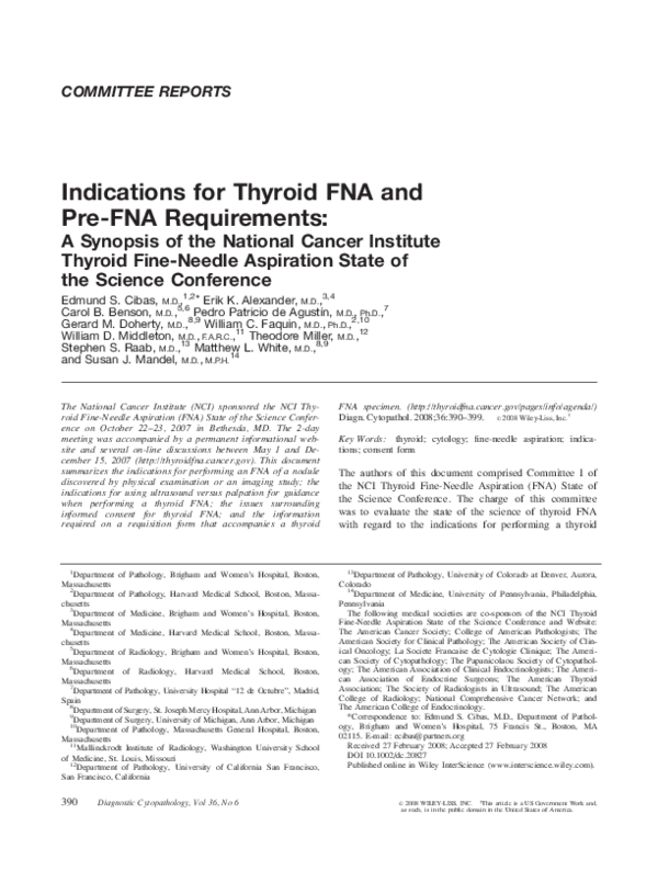 (PDF) Indications for thyroid FNA and pre-FNA requirements: A synopsis ...