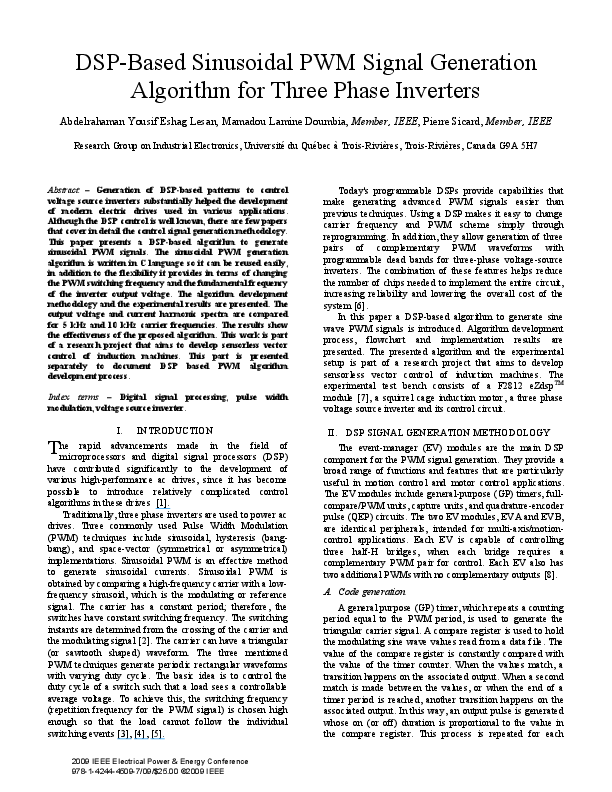 (PDF) DSP-based sinusoidal PWM signal generation algorithm for three ... (PDF) DSP-based sinusoidal PWM signal generation algorithm for three ...