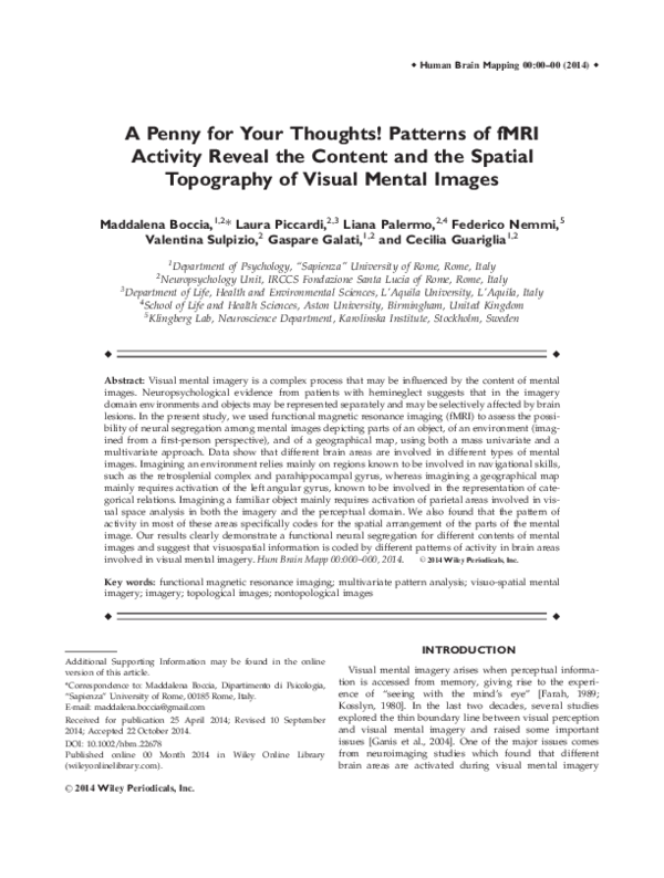 (PDF) A penny for your thoughts! patterns of fMRI activity reveal the ...