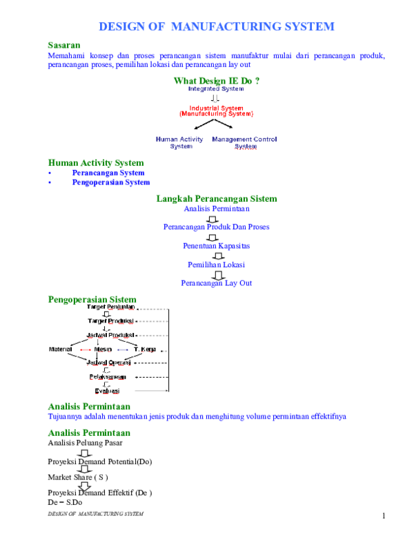 (DOC) DESIGN OF MANUFACTURING SYSTEM handout
