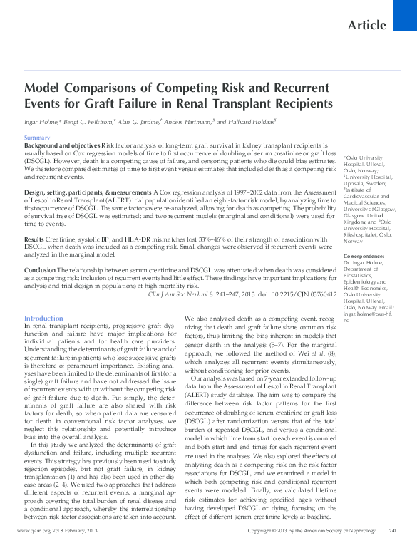 (PDF) Model Comparisons of Competing Risk and Recurrent Events for ...