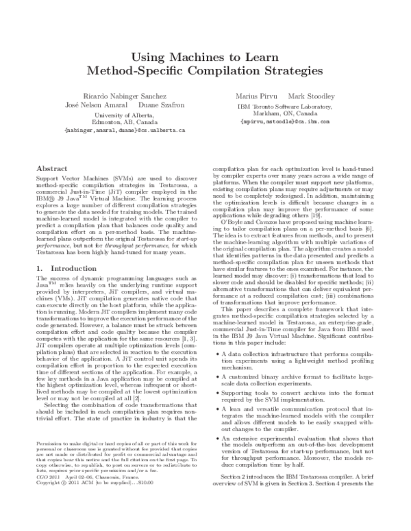 (PDF) Using machines to learn method-specific compilation strategies