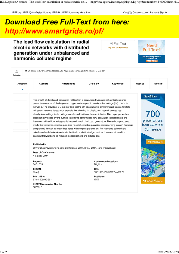 The load flow calculation in radial electric networks with distributed ... The load flow calculation in radial electric networks with distributed ...