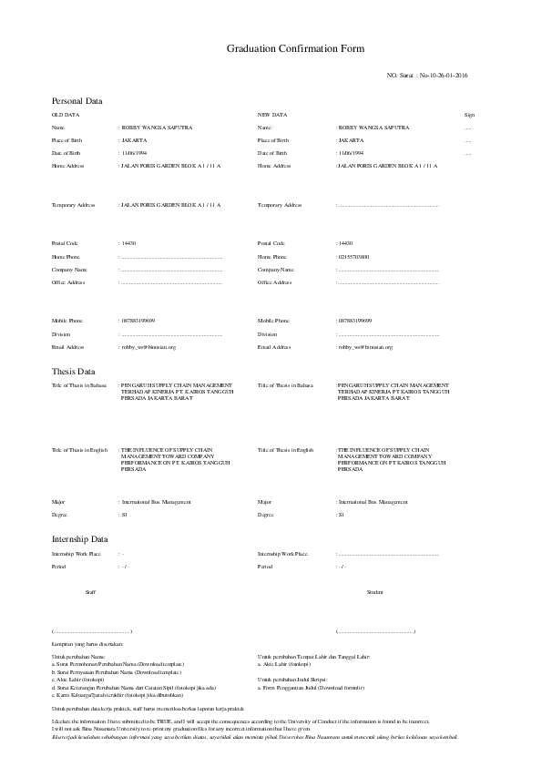 (PDF) Graduation Confirmation Form | Robby Ws - Academia.edu