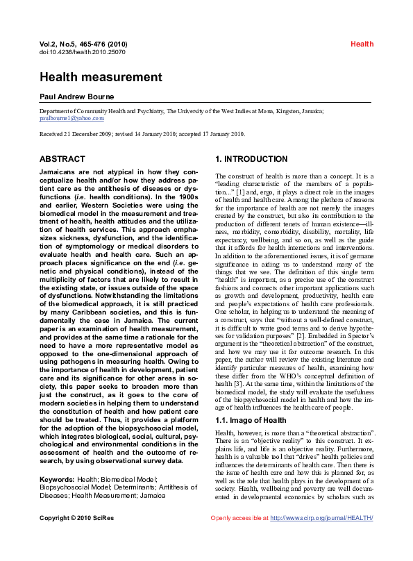 (PDF) Health measurement