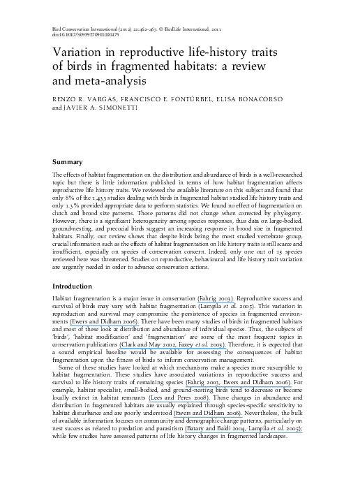 (PDF) Variation in reproductive life-history traits of birds in ...