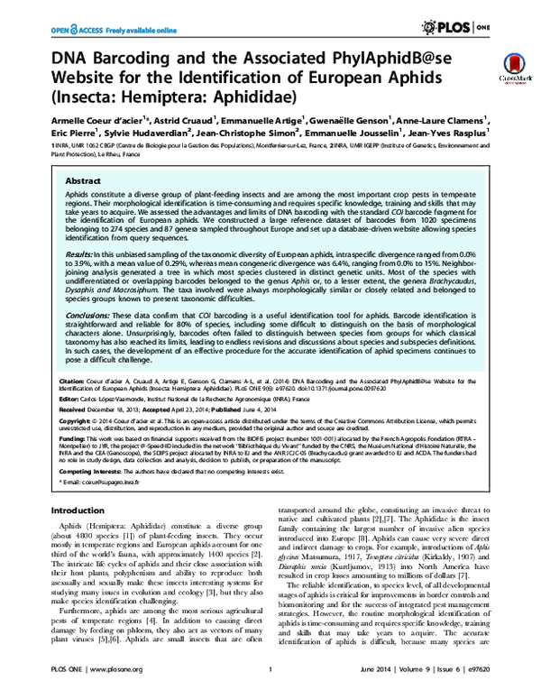 (PDF) COI barcoding of plant bugs (Insecta: Hemiptera: Miridae) | Sunghoon Jung - Academia.edu