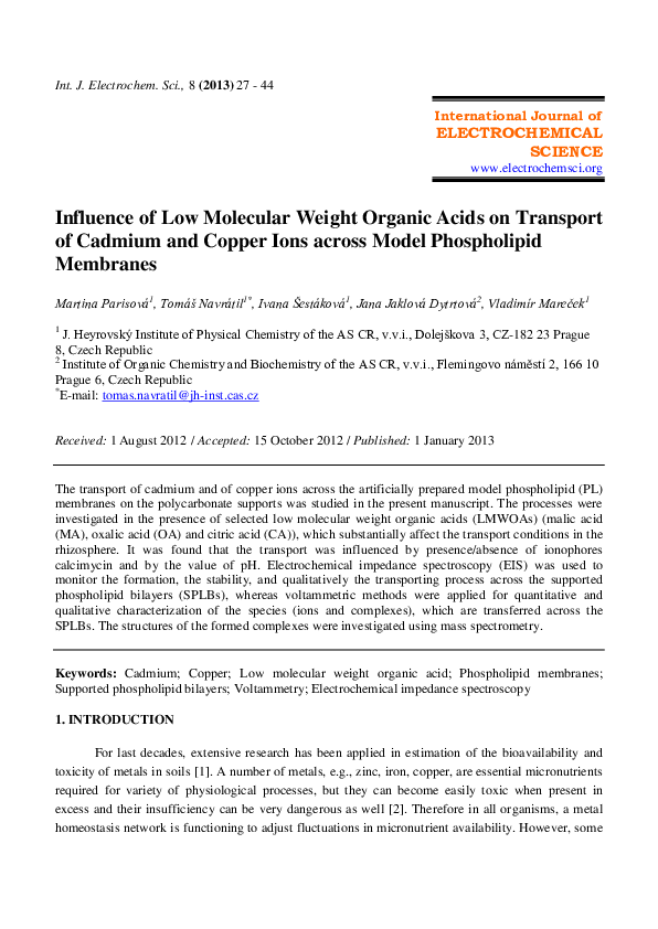 (PDF) The influence of low-molecular-weight organic acids on properties ...