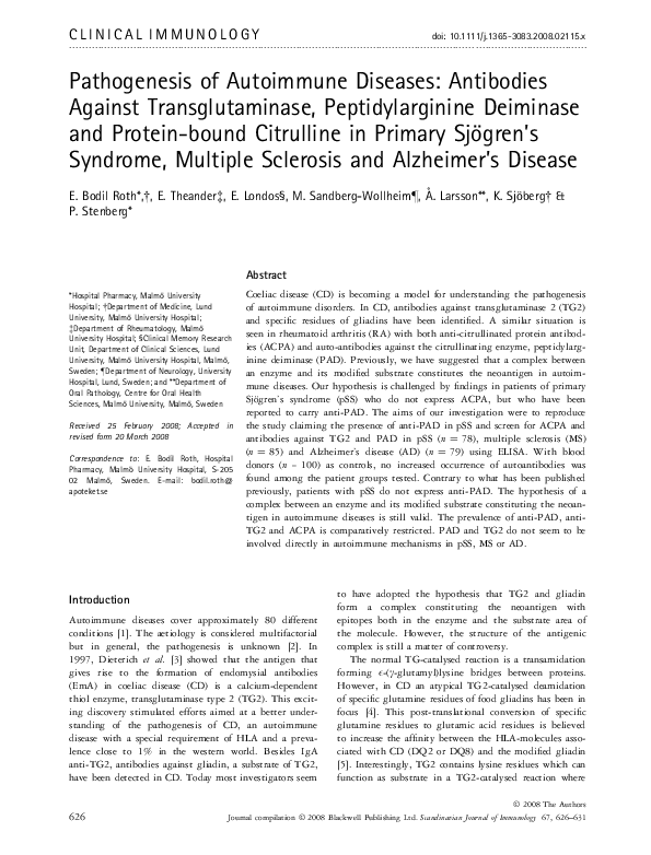 (PDF) Pathogenesis of Autoimmune Diseases: Antibodies Against ...