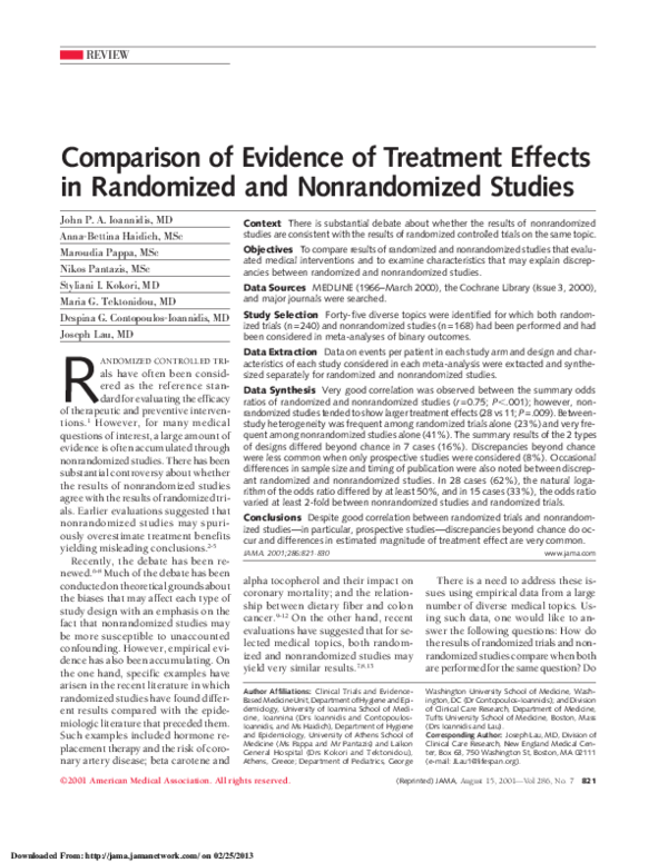 (PDF) Comparison of Evidence of Treatment Effects in Randomized and ...