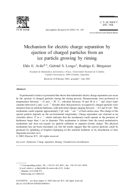 (PDF) Mechanism for electric charge separation by ejection of charged ...