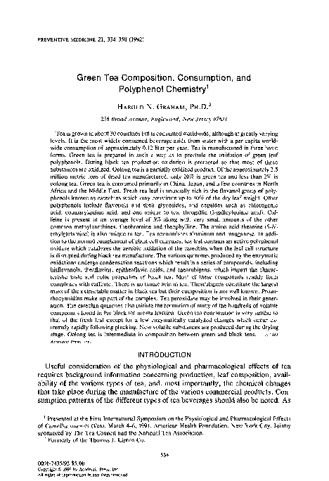 (PDF) Green Tea Composition, Consumption, and Polyphenol Chemistry'