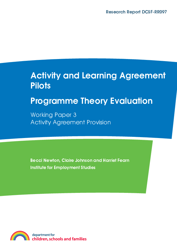 (PDF) Activity and Learning Agreement Pilots Programme Theory Evaluation