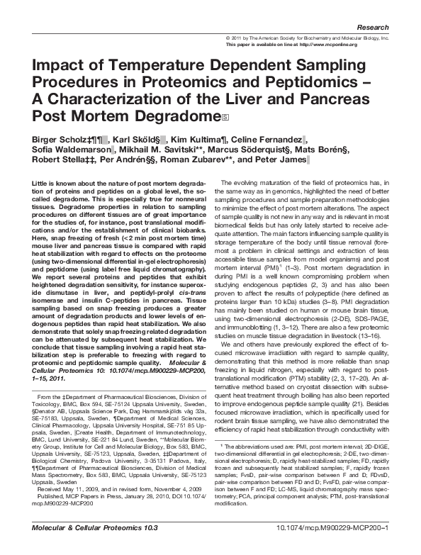 (PDF) Impact of Temperature Dependent Sampling Procedures in Proteomics ...