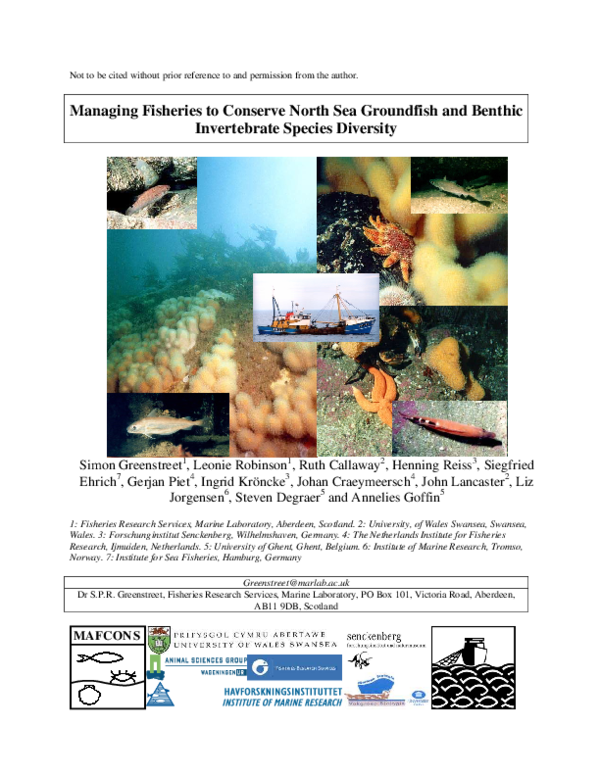 (PDF) Managing fisheries to conserve North Sea groundfish and benthic invertebrate species diversity