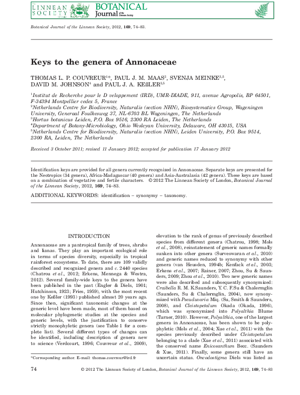(PDF) Keys to the genera of Annonaceae