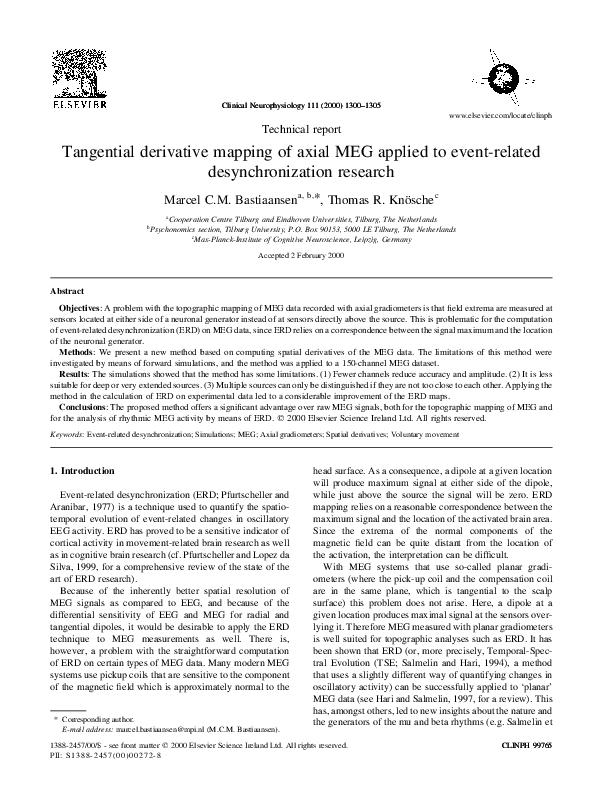 (PDF) Tangential derivative mapping of axial MEG applied to event-related desynchronization research