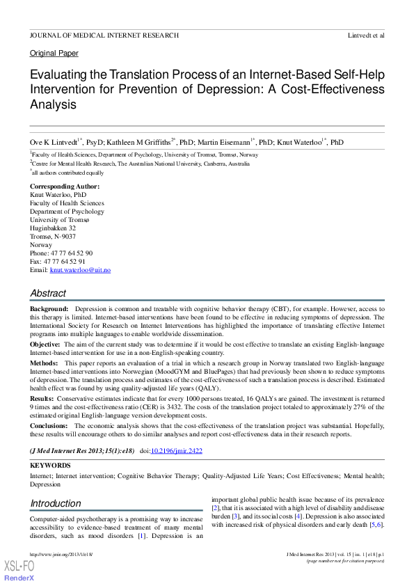(PDF) Evaluating the effectiveness and efficacy of unguided internet-based self-help ...