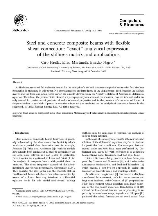 (PDF) Steel and concrete composite beams with flexible shear connection ...