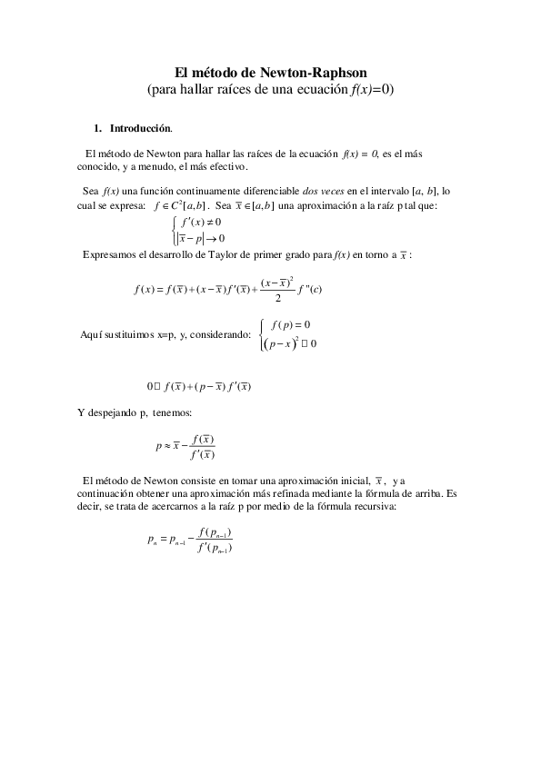 (PDF) El método de Newton-Raphson
