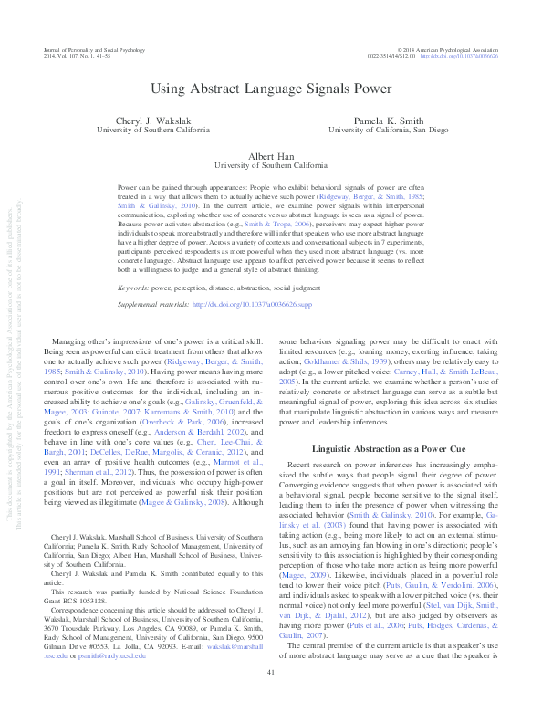 (PDF) Using abstract language signals power