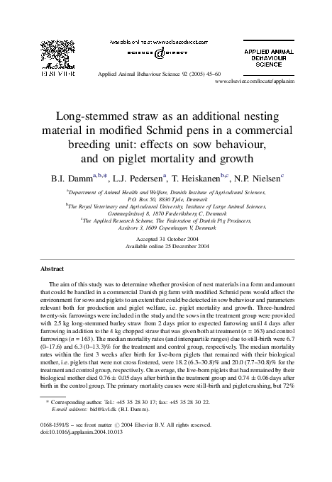 (PDF) Long-stemmed straw as an additional nesting material in modified ...