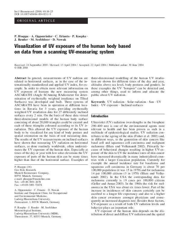 (PDF) Visualization of UV exposure of the human body based on data from ...