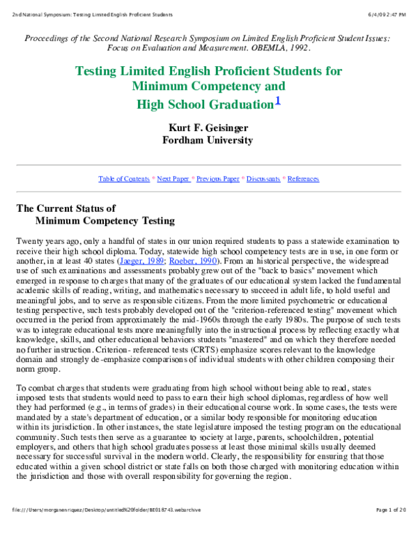 (PDF) Testing limited English profi cient students for minimum ...