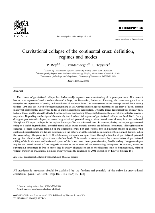 (PDF) Gravitational collapse of the continental crust: definition ...