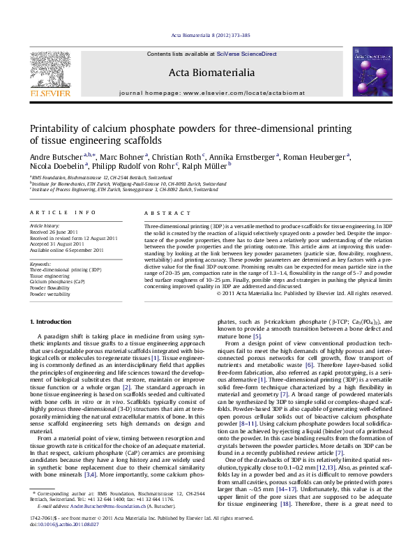 (PDF) Printability of calcium phosphate powders for three-dimensional printing of tissue ...