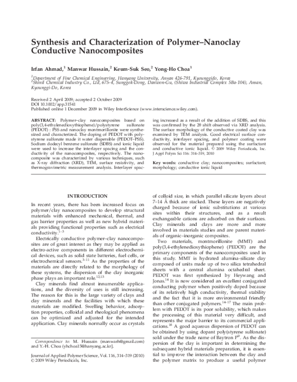 (PDF) Synthesis and characterization of polymer nanocomposites ...