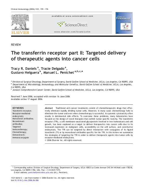(PDF) The transferrin receptor part II: Targeted delivery of ...