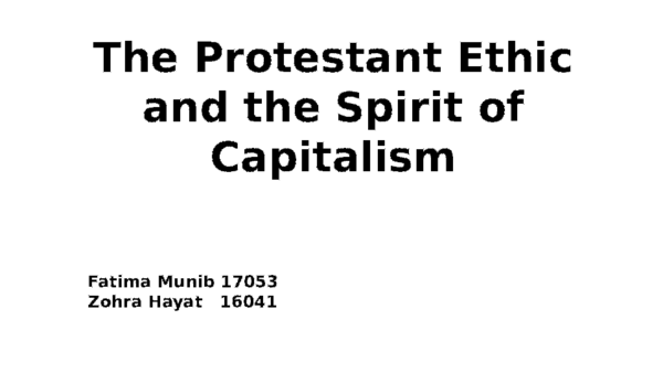 (PPT) The Protestant Ethic Summary
