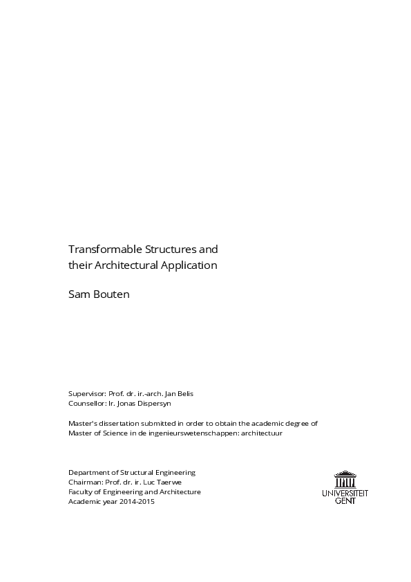 (PDF) Transformable Structures and their Architectural Application