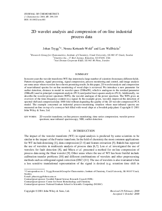 (PDF) 2D Wavelet Compression for Real-Time Monitoring of Wood Chips