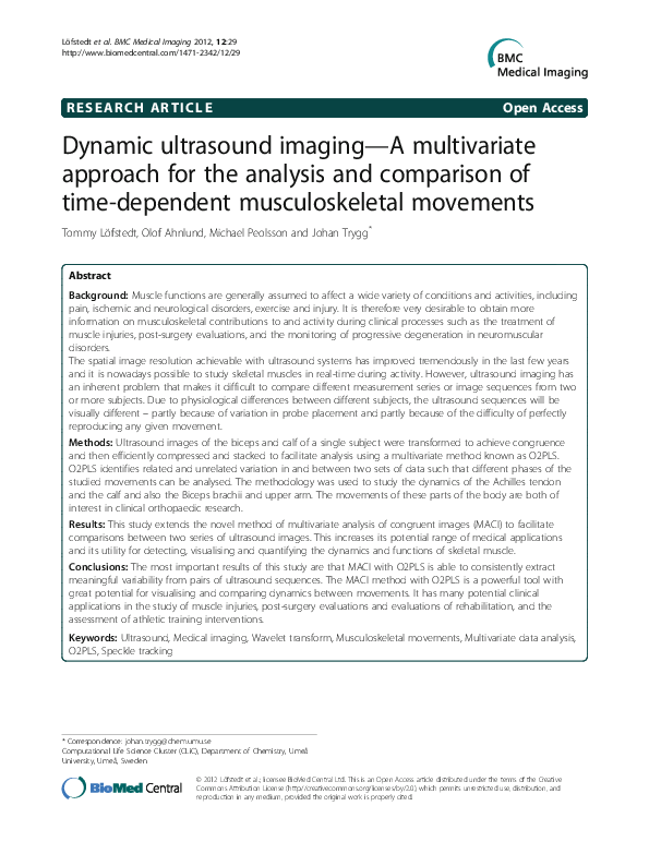(PDF) Dynamic ultrasound imaging—A multivariate approach for the ...