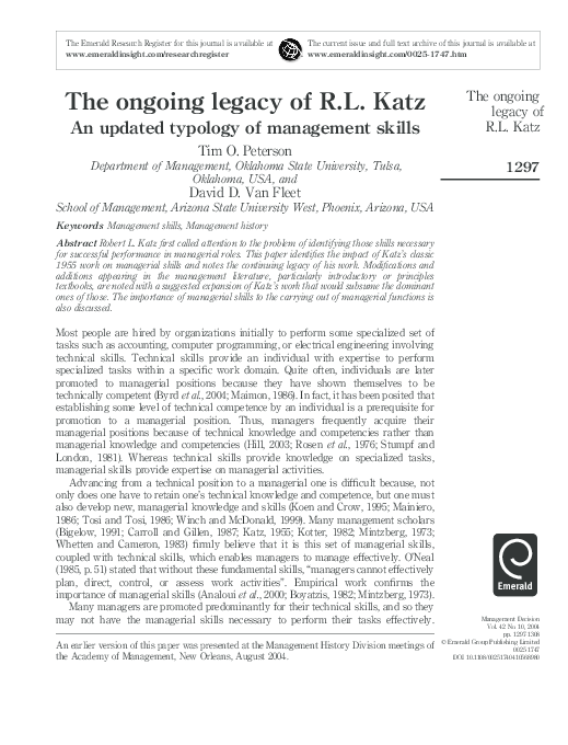 (PDF) The ongoing legacy of R.L. Katz: An updated typology of ...