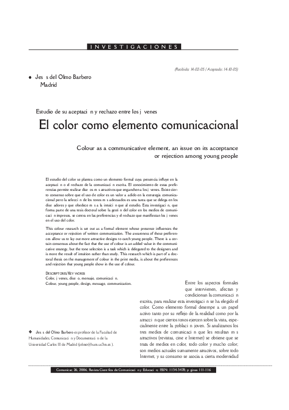 (PDF) El Color Como Elemento Comunicacional