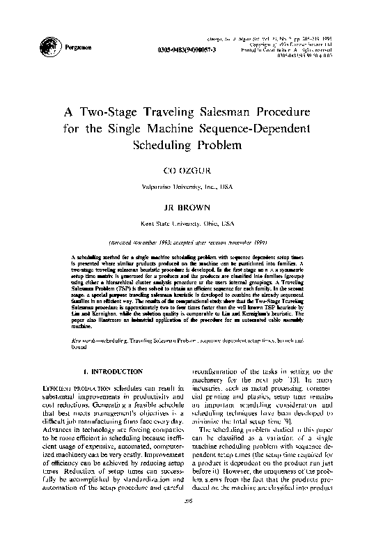 (PDF) A two-stage traveling salesman procedure for the single machine sequence-dependent ...