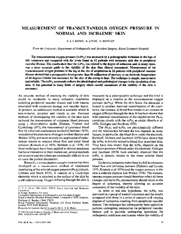 (PDF) Measurement of transcutaneous oxygen pressure in normal and ...