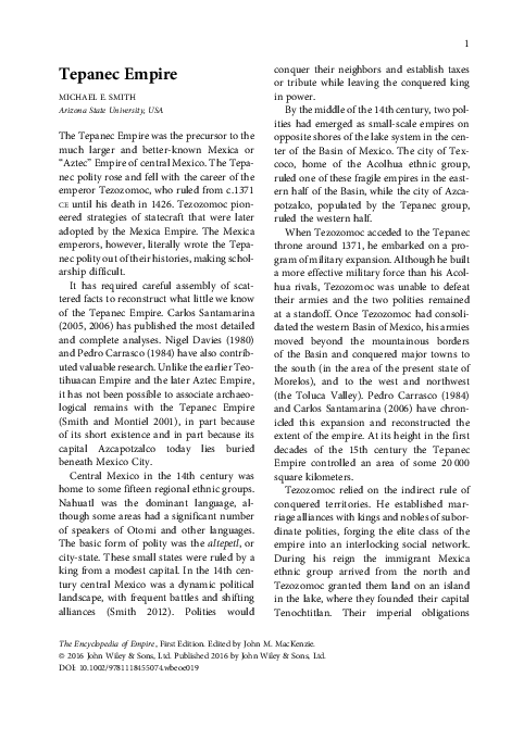 (PDF) "Tepanec Empire" (2016)