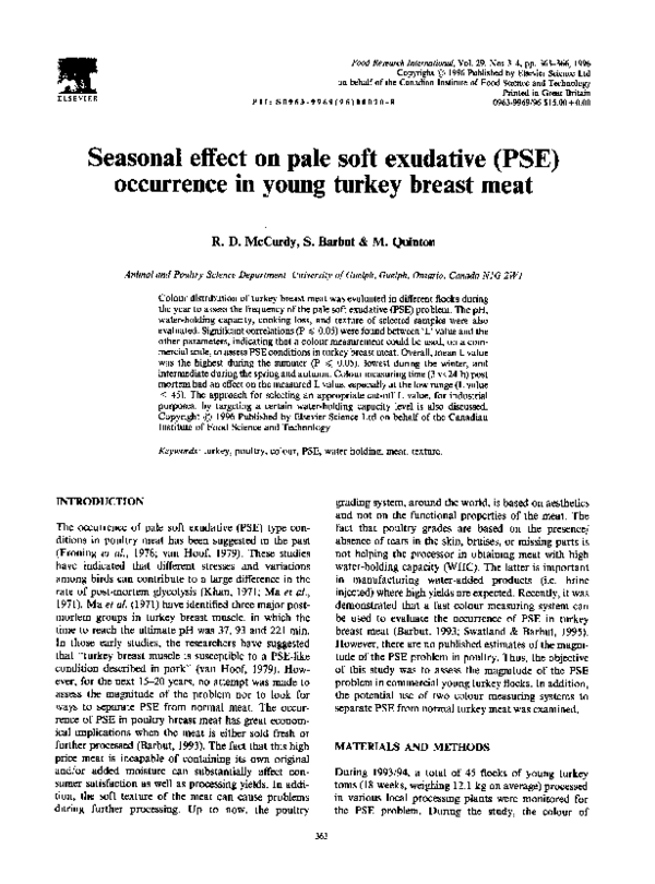 (PDF) Seasonal effect on pale soft exudative (PSE) occurrence in young ...
