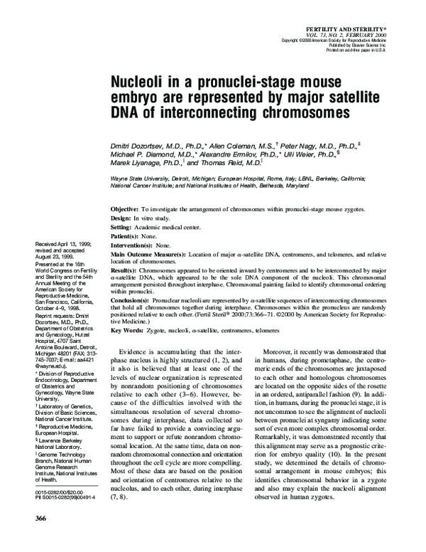 (PDF) Nucleoli in a pronuclei-stage mouse embryo are represented by ...