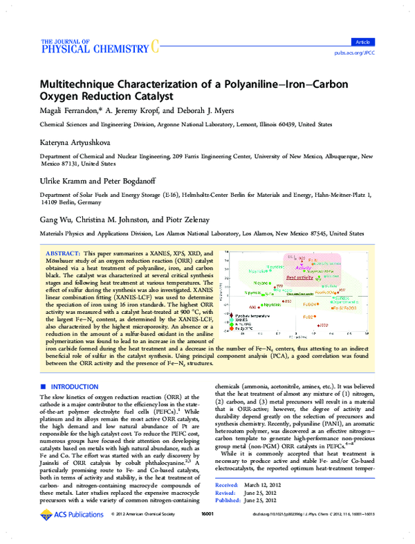 (PDF) Multitechnique Characterization of a Polyaniline–Iron–Carbon ...