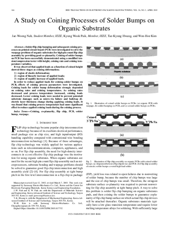 (PDF) A study on coining processes of solder bumps on organic substrates